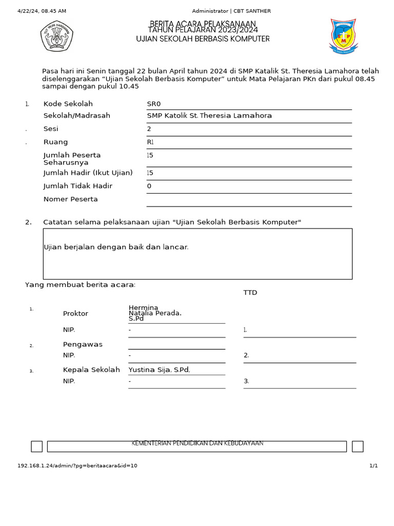 BERITA ACARA PKn-SESI 2 | PDF
