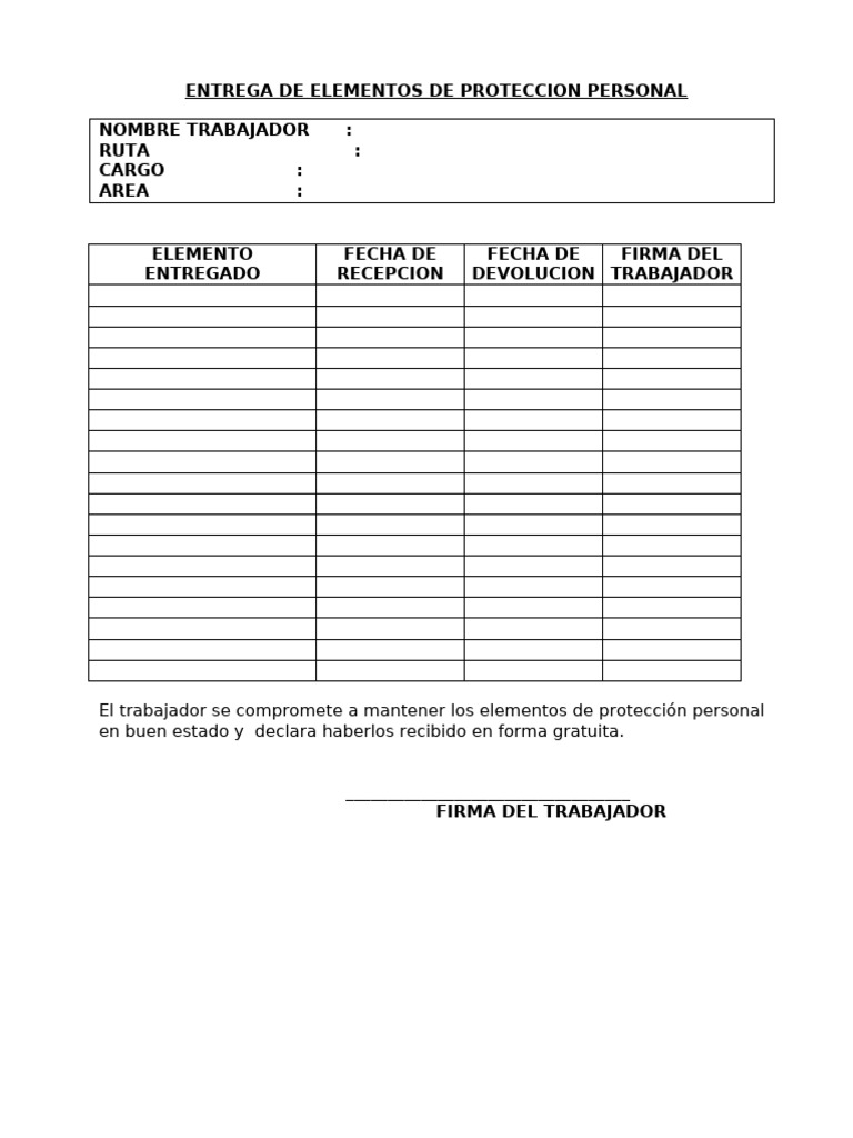 411551959 Entrega y Devolucion de Epp | PDF