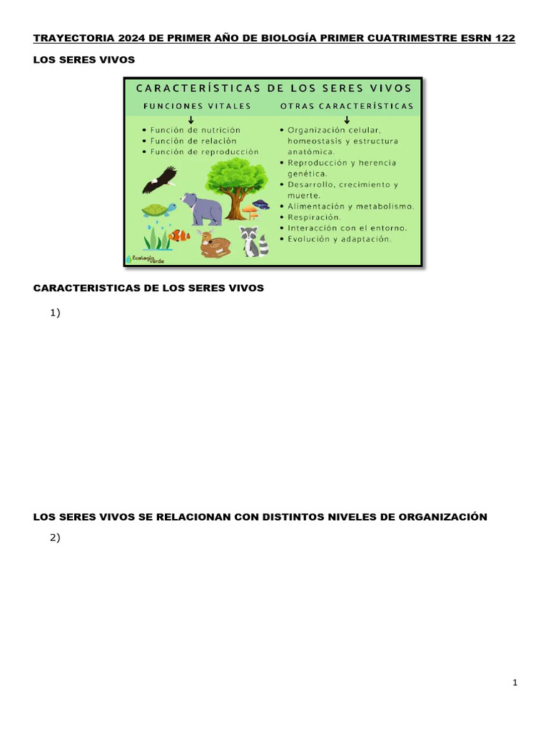 Características y Clasificación de los Seres Vivos | PDF | Organismos ...