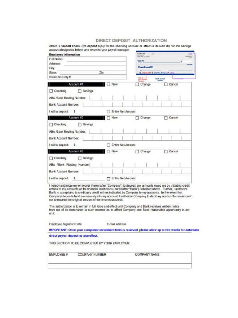 Direct Deposit Form | PDF