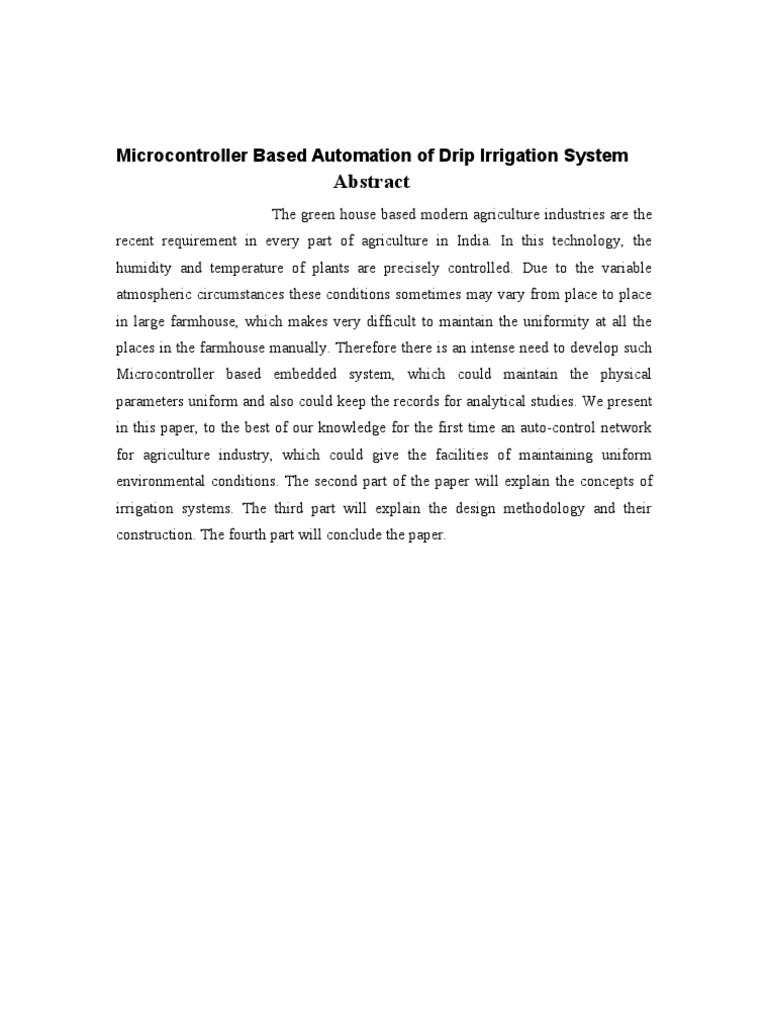 Micro Controller Based Automation of Drip Irrigation System Project | PDF | Irrigation | Soil
