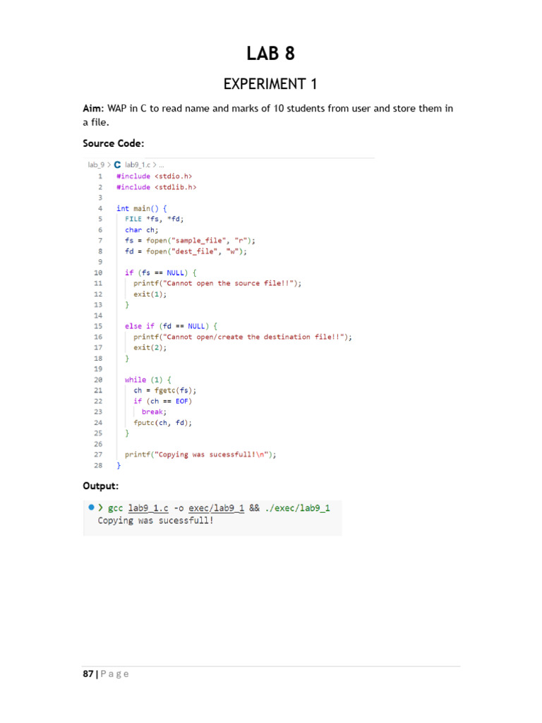 Experiment LAB 8 | PDF