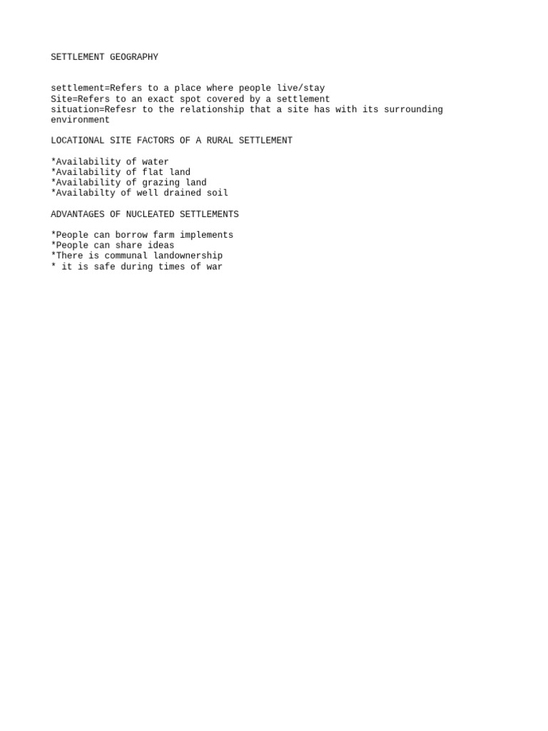 Settlement Geography | PDF