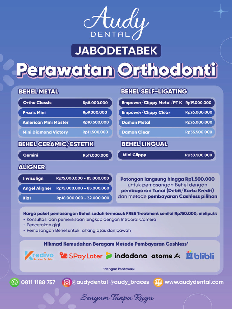 Pricelist AUDY Dental Jabodetabek Behel Gigi | PDF
