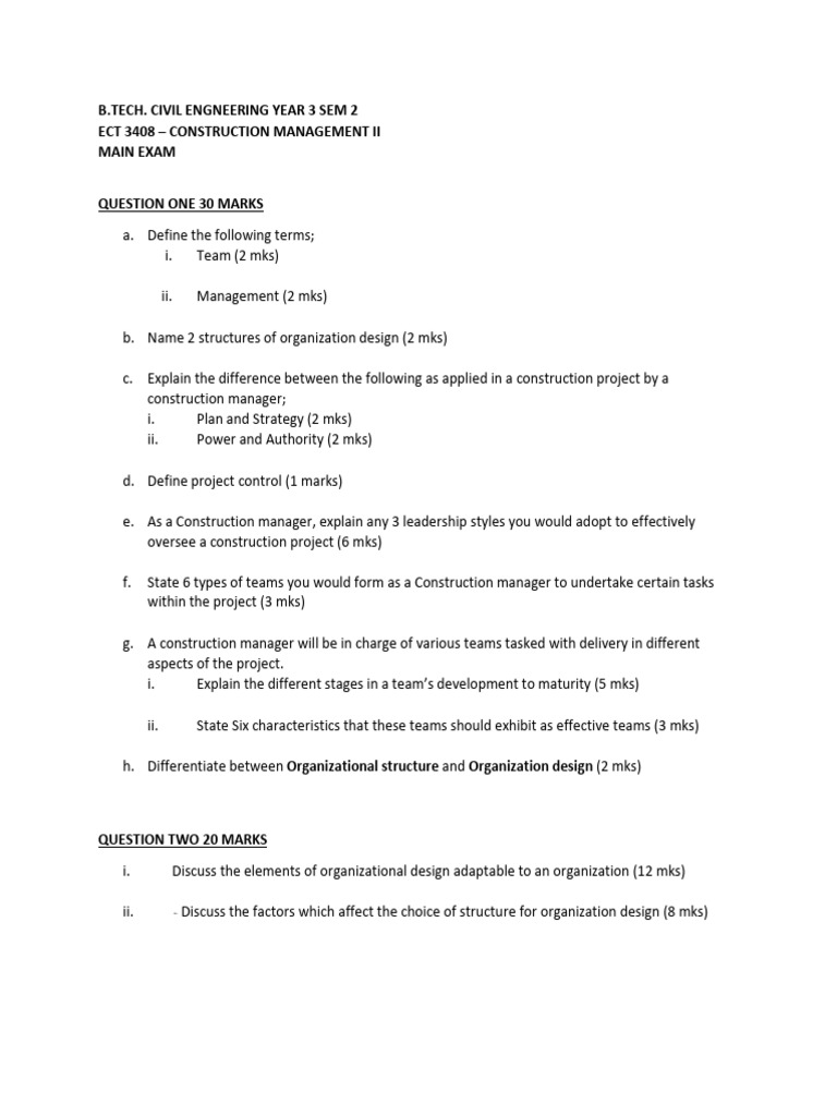 Ect 3408 Construction Management II 1 | PDF