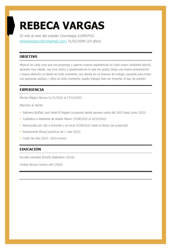 Curriculum Rebeca Vargas 2 | PDF