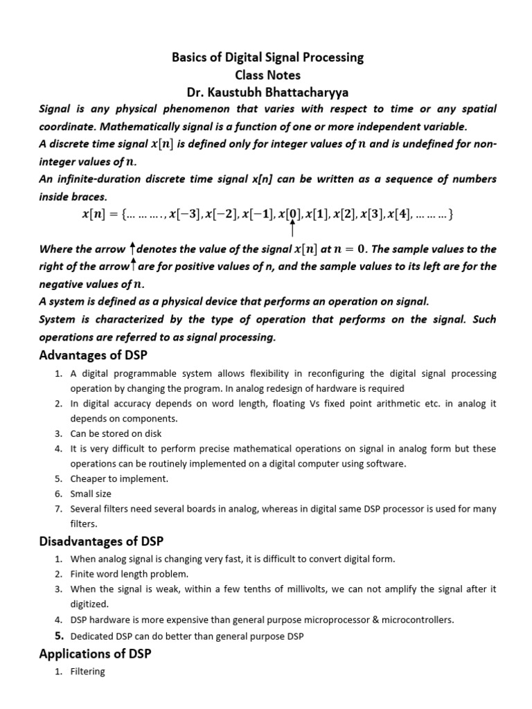 Basics of DSP | PDF | Digital Signal Processing | Discrete Time And Continuous Time