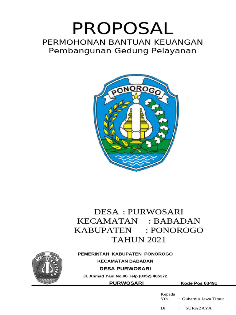 Proposal BKD Prov 2022 Desa Purwosari | PDF