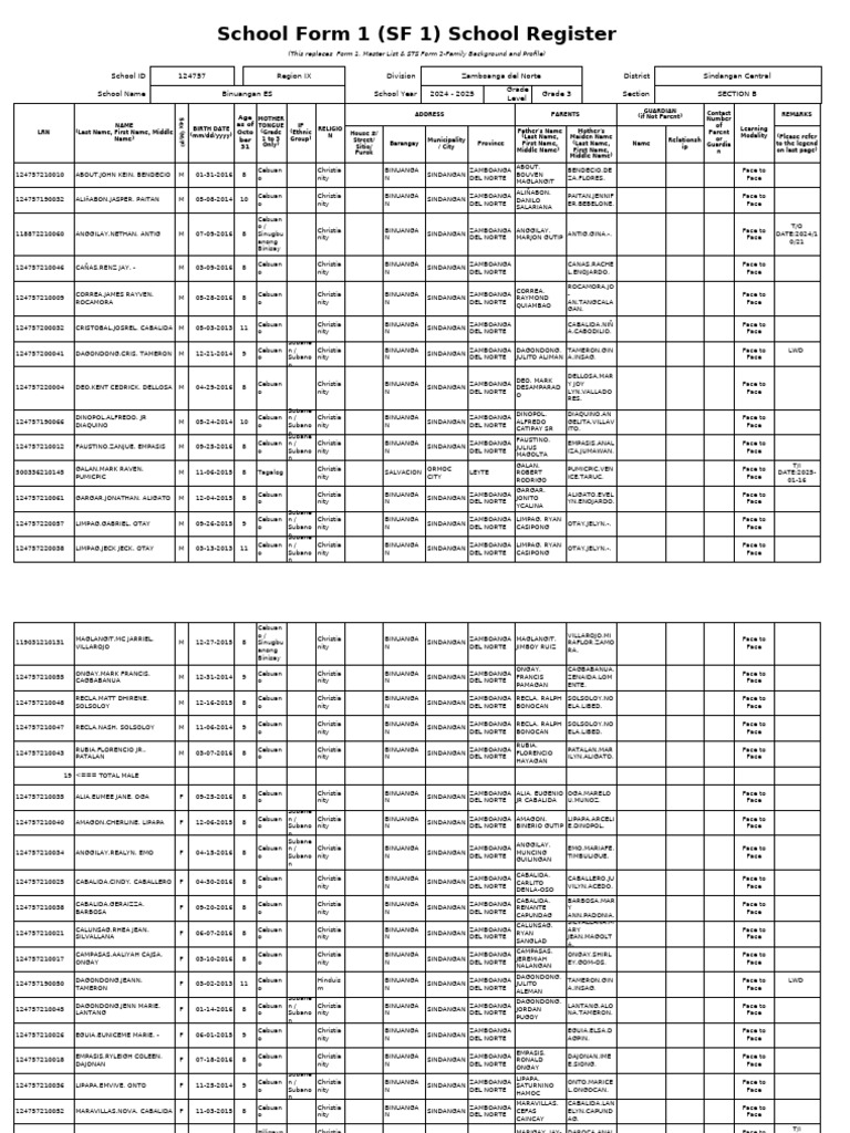 SF1 - 2024 - Grade 3 SECTION B | PDF