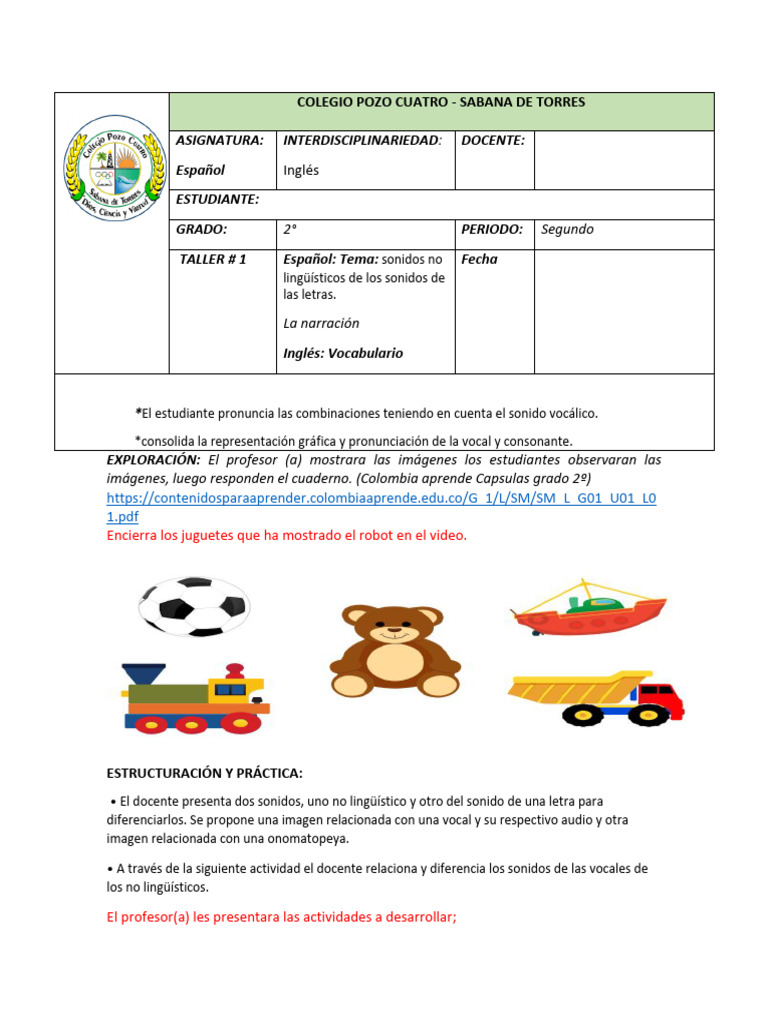 Taller de Sonidos en Español e Inglés | PDF | Comunicación humana ...