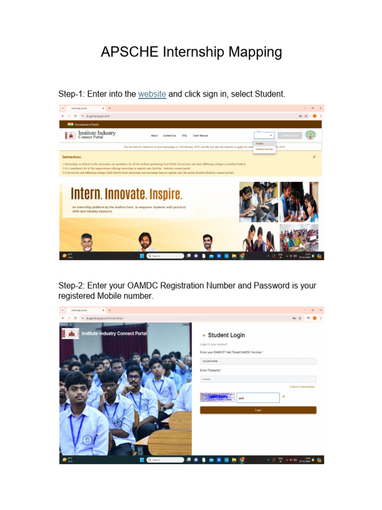 APSCHE_Internship_Registration_Process | PDF