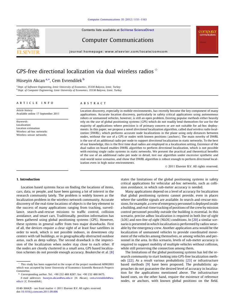GPS-free Directional Localization Via Dual Wireless Radios | PDF ...