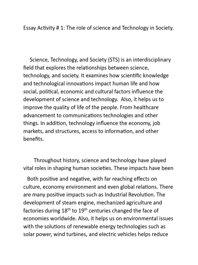Science & Tech's Impact on Society | PDF