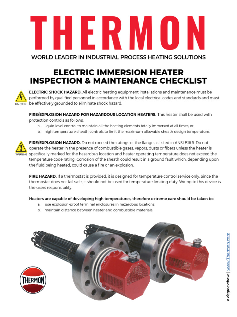 Immersion Heater Checklist | PDF | Electric Heating | Electricity