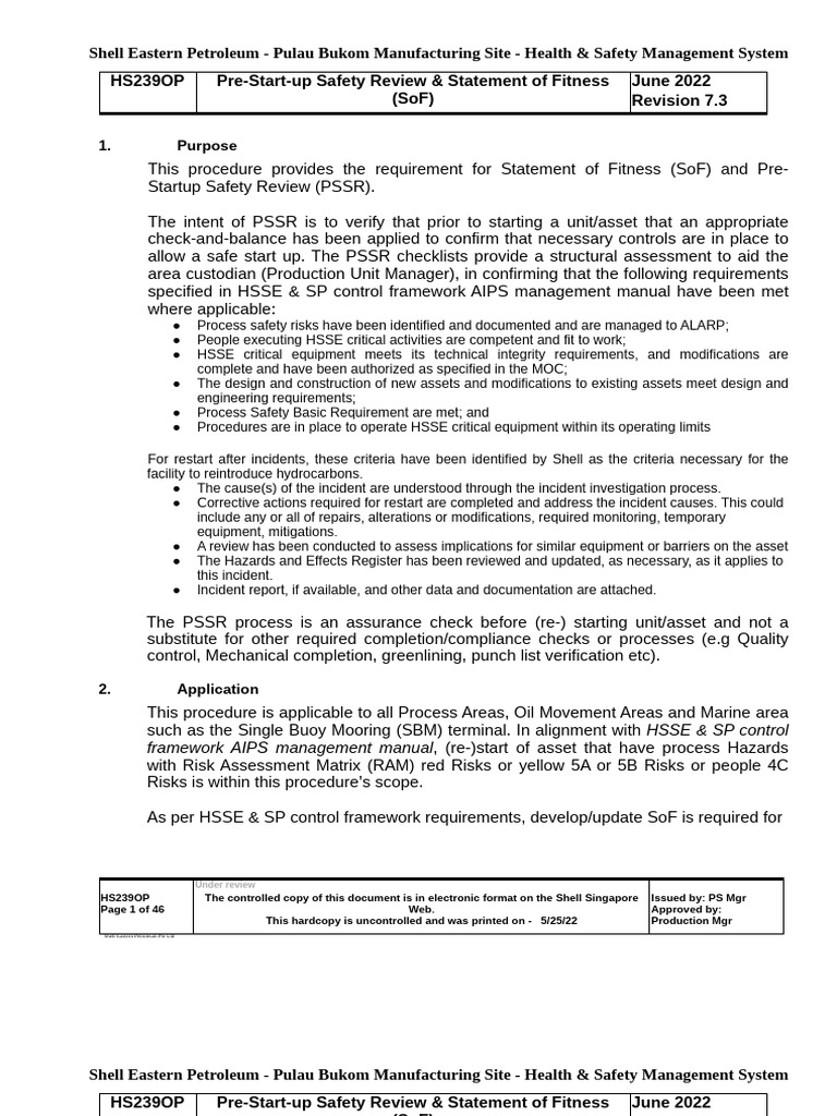 Pre-Start-up Safety Review Guide | PDF | Occupational Safety And Health | Risk