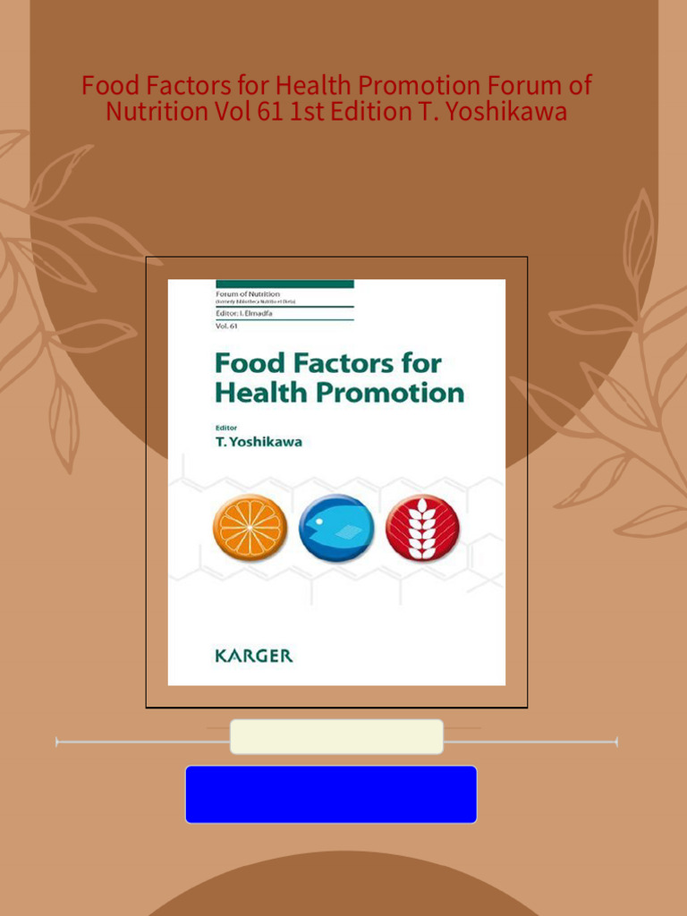 Complete Download Food Factors For Health Promotion Forum of Nutrition ...