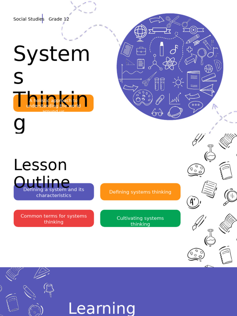 Systems Thinking Education Presentation in Blue Orange and Green Lined ...