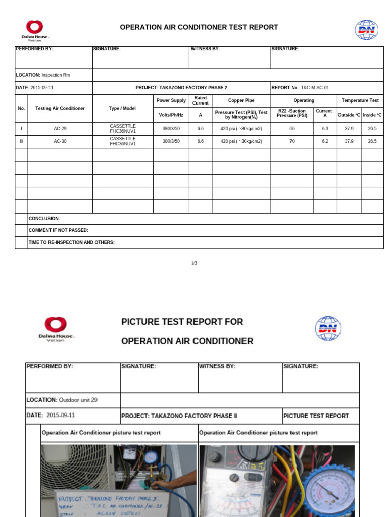 Air Conditioner - Outdoor Unit Test | PDF | Applied And ...