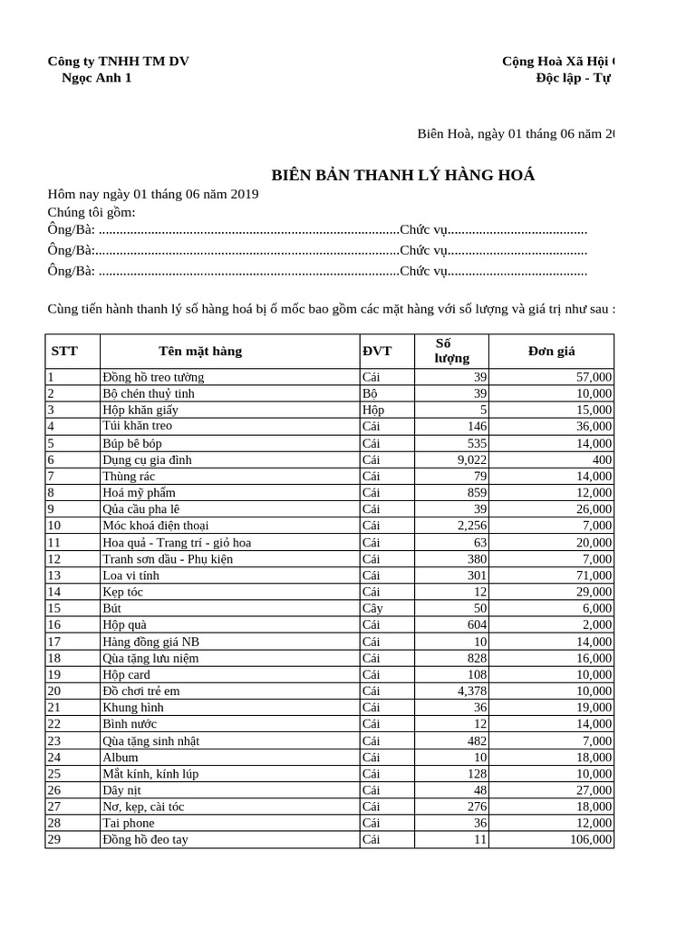 Bien Ban Thanh Li | PDF