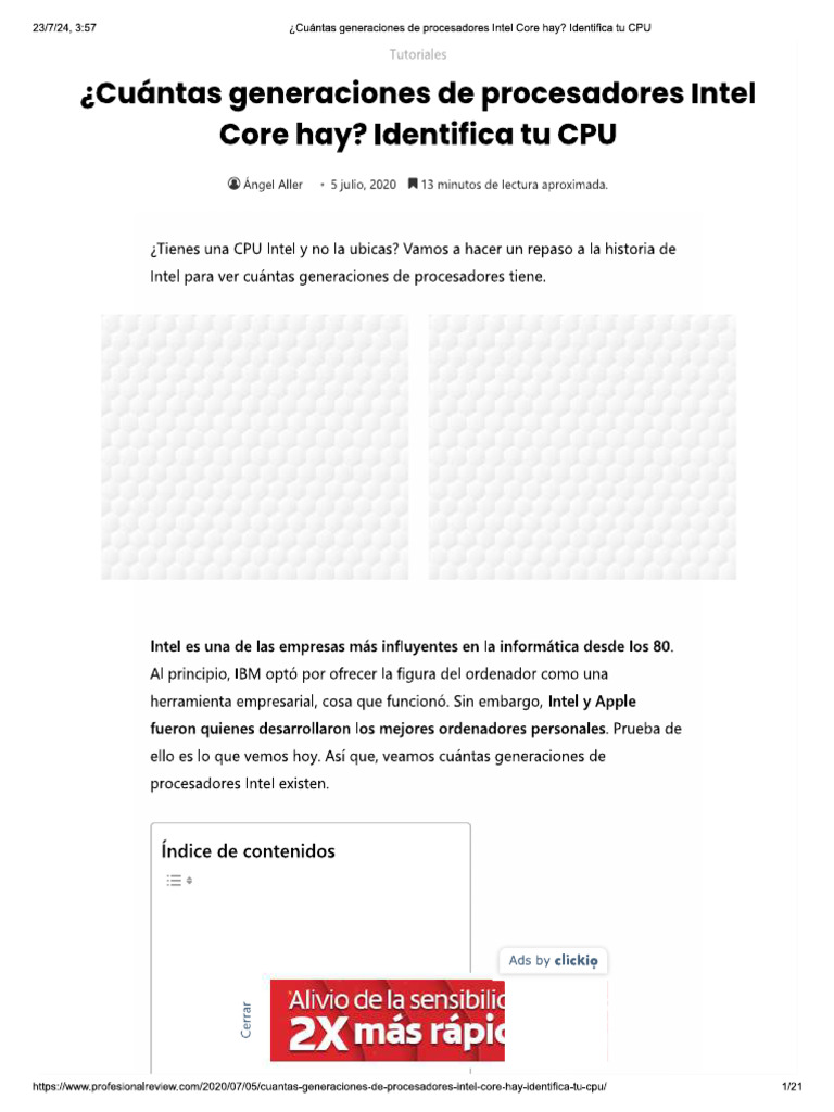 Evolucion de Intel | PDF