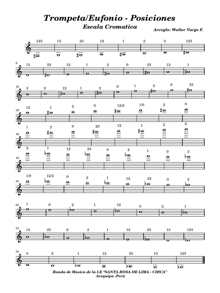 Trompeta - Eufonio - Posiciones | PDF