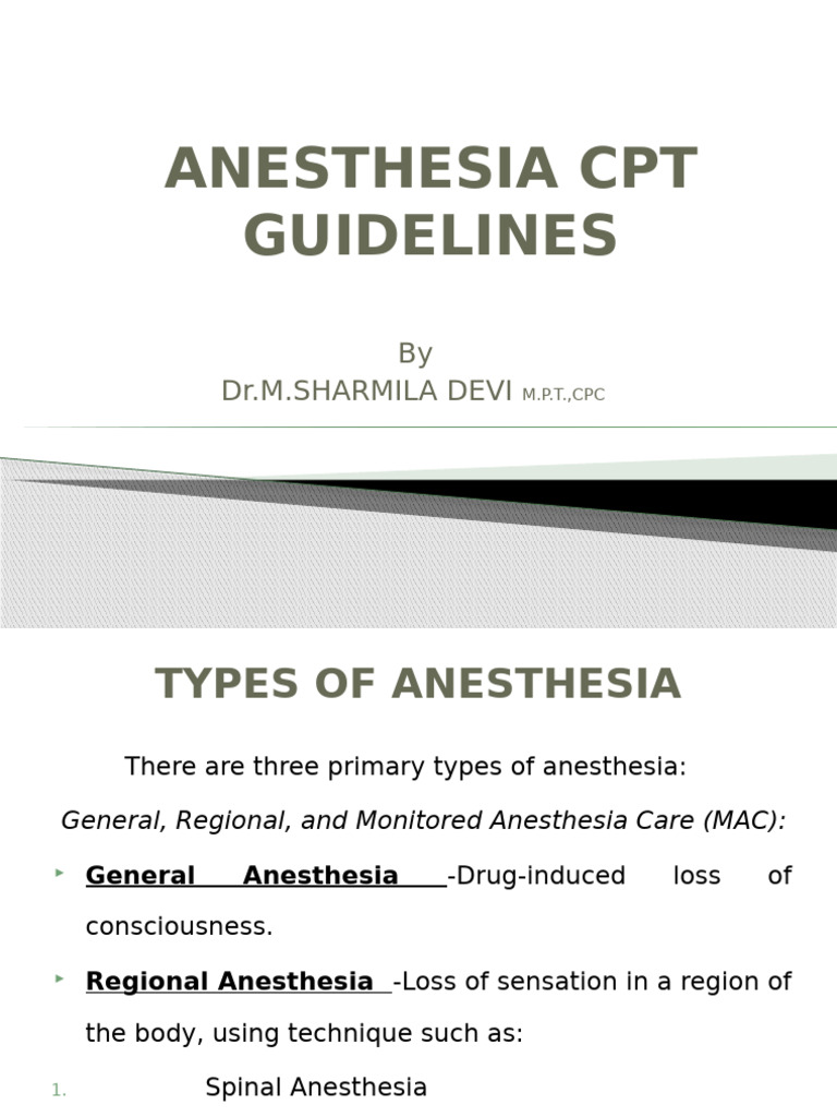 Anesthesia CPT Guidelines | PDF | Anesthesia | Peritoneum