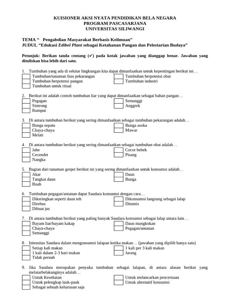 Kuisioner Aksi Nyata PBN Kelompok 13 | PDF