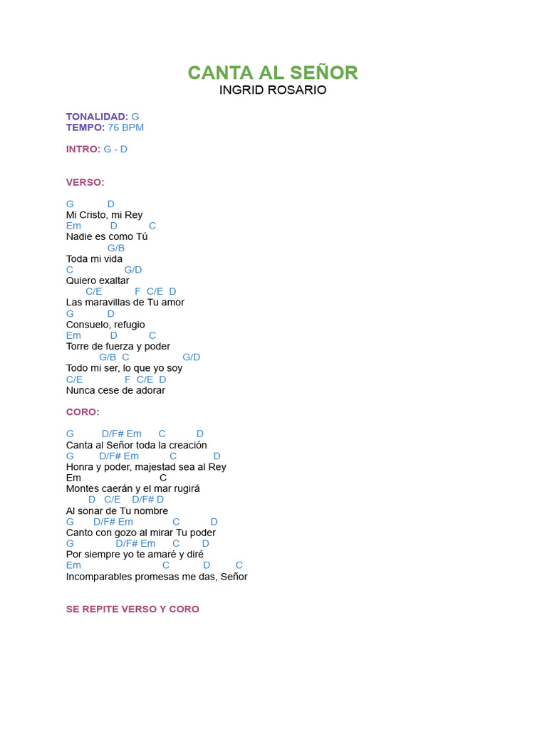 A - Canta Al Señor - Ingrid Rosario | PDF