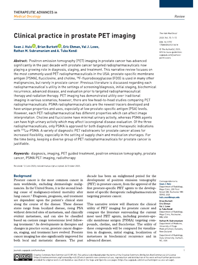 Clinical Practice in Prostate PET Imaging - REVIEW - 2023 | PDF