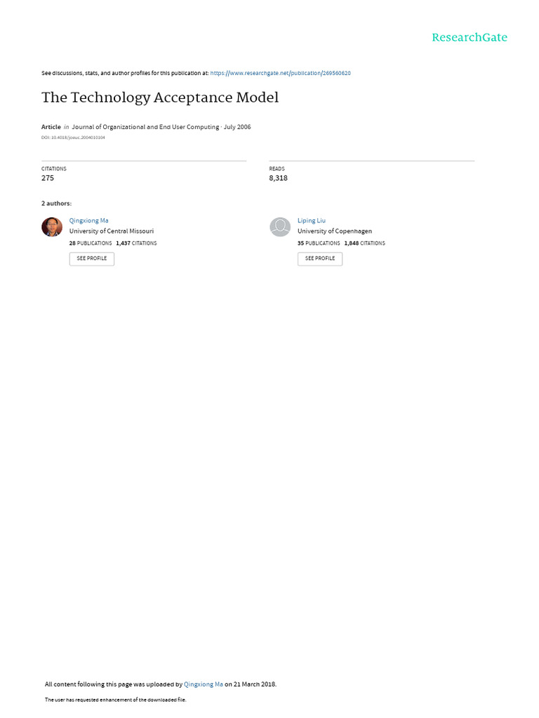 The Technology Acceptance Model | PDF | Effect Size | Meta Analysis