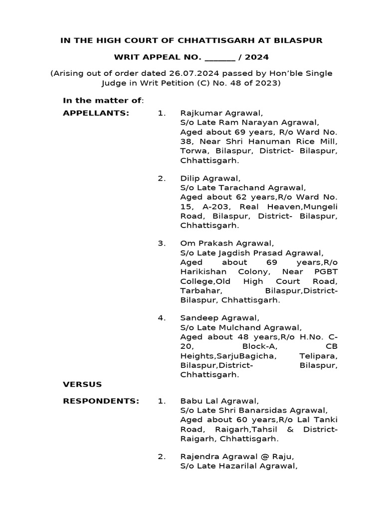 Writ Appeal on Agrawal Mahasabha Election | PDF | Appeal | Judgment (Law)
