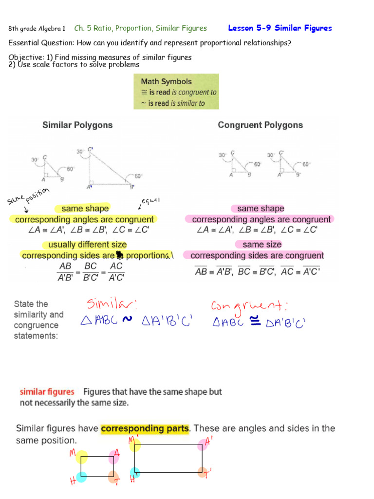 8alg 5-9 Similar Figures-1 | PDF | Classical Geometry | Elementary ...