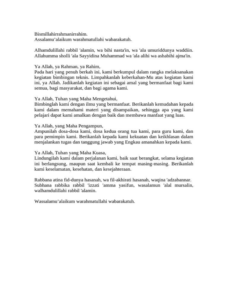 Doa Bimtek Pak Eman | PDF