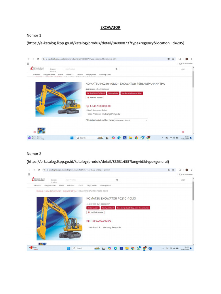 E-Katalog Alat Berat | PDF