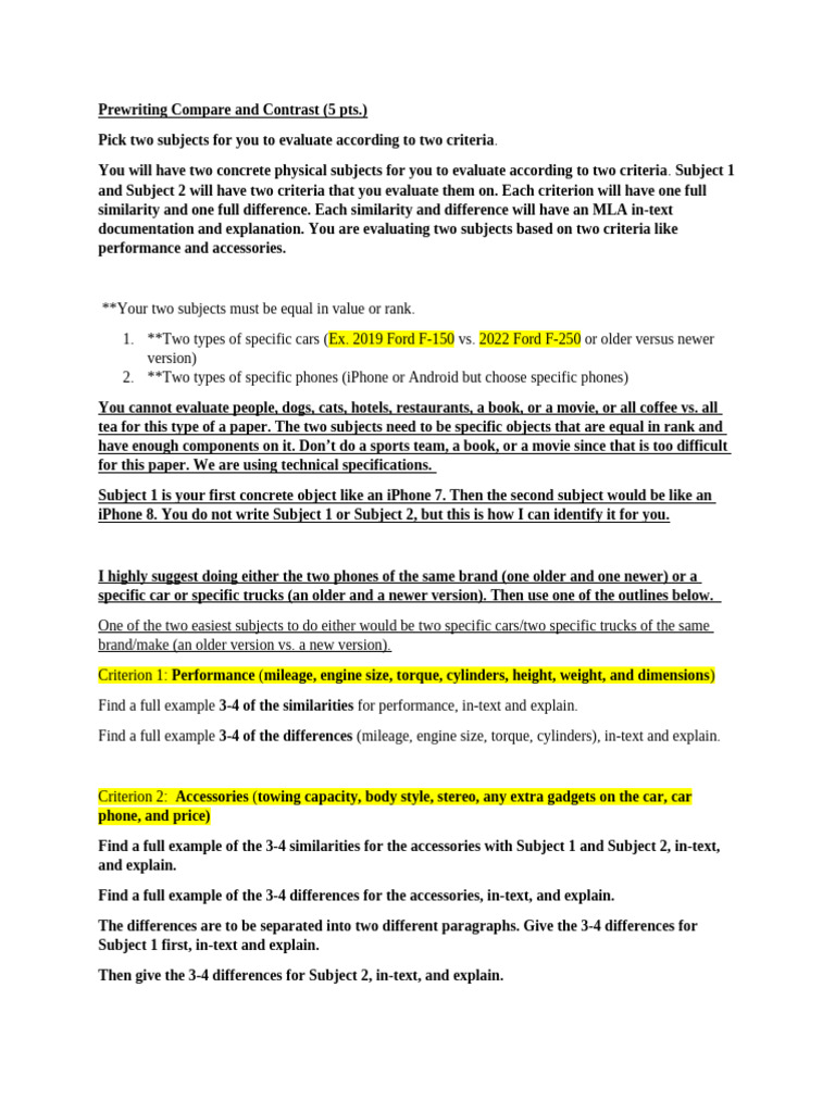 Prewriting Compare and Contrast1 | PDF | Camera