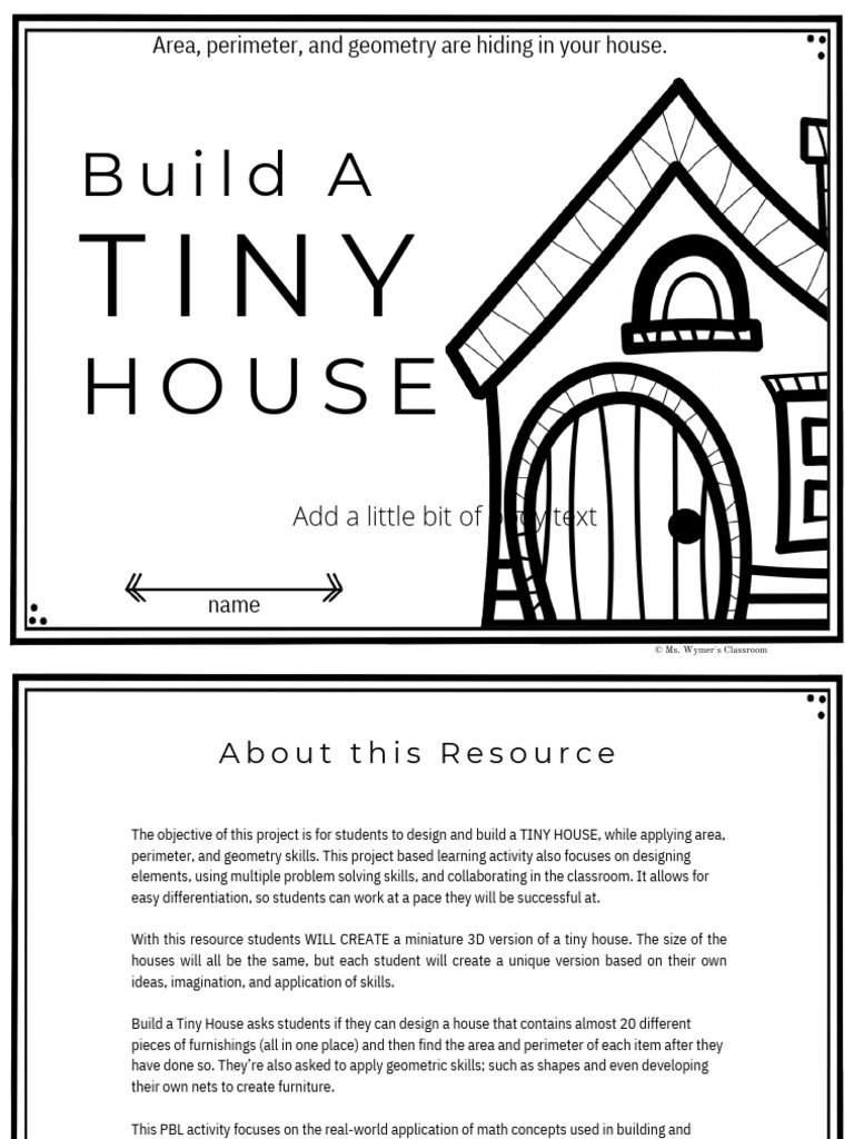 Build a Tiny House: Math Project | PDF | Classroom | Area