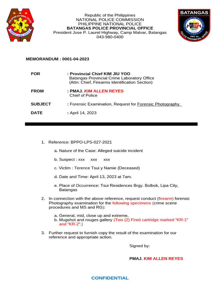 Request Format Forensic Examination | PDF