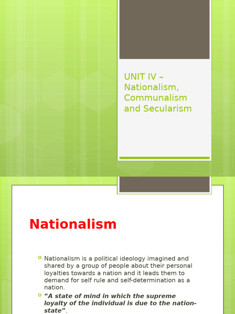 SMR - 8 Unit IV Nationalism and Secularism | PDF | Nationalism | Secularism
