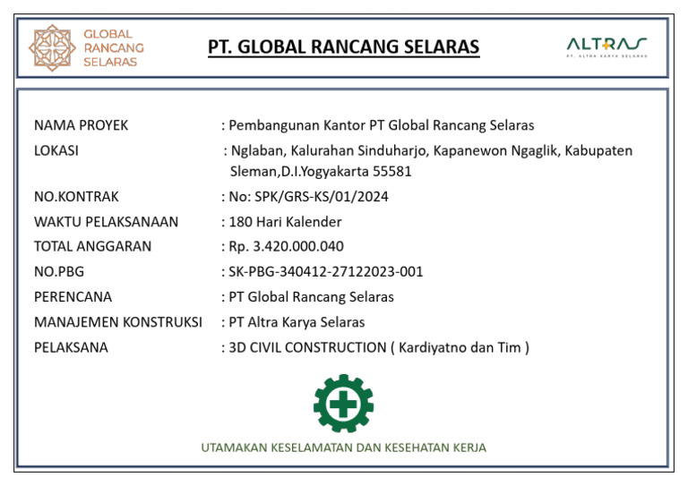 Papan Nama Proyek GRS | PDF