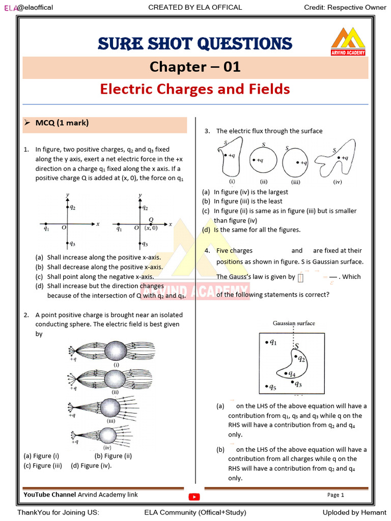 Phy 1 Sure Shot Both (1) | PDF | Electric Field | Physical Quantities