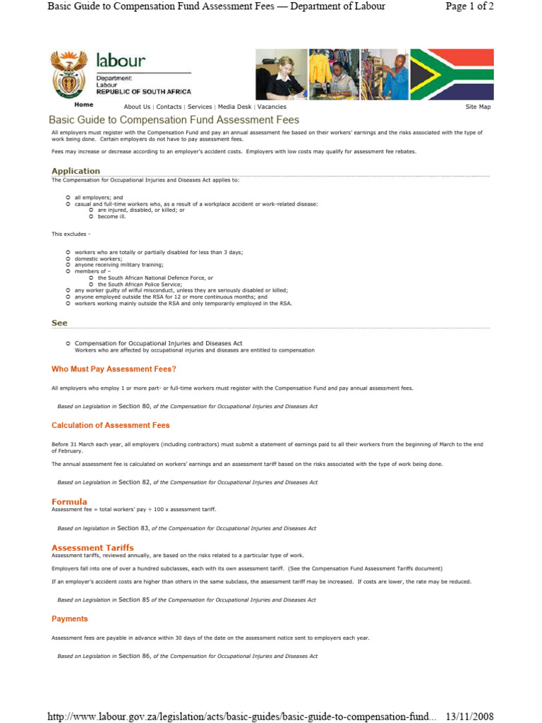 COIDA - Basic Guide To Compensation Fund Assessment Fees | PDF ...