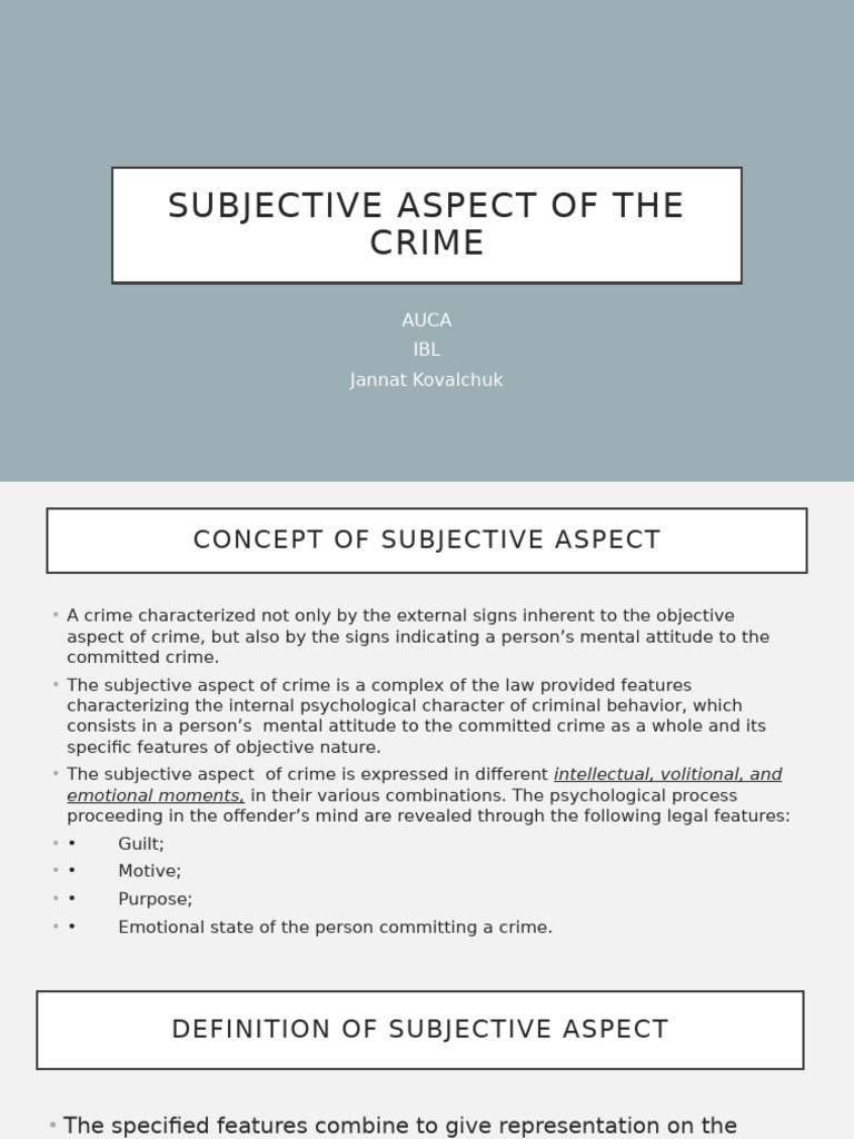 Understanding the Subjective Aspect of Crime | PDF | Intention | Crimes
