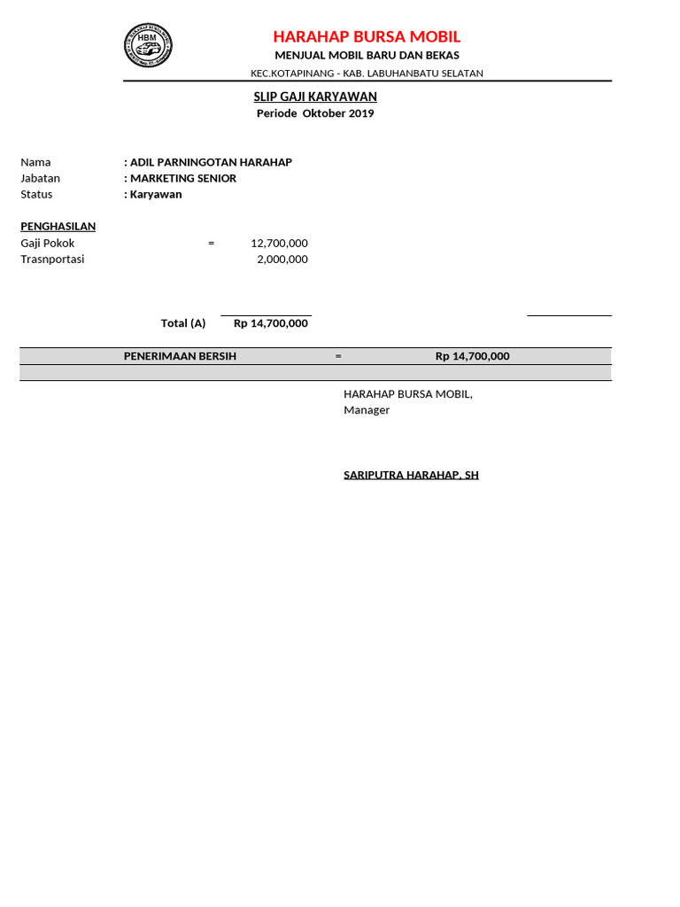 Contoh Slip 2 Hbm | PDF
