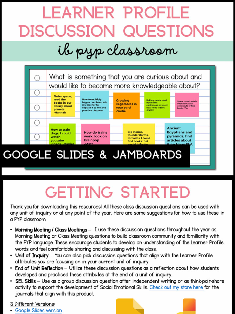 PYP Class Discussion Questions | PDF