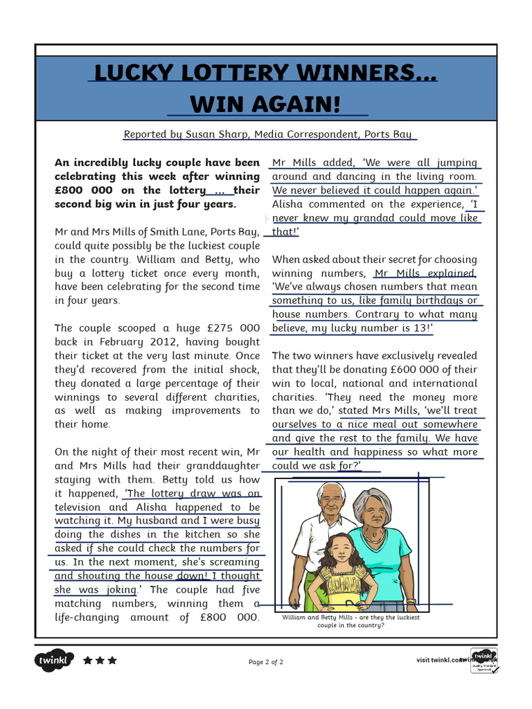 Lottery Win Newspaper Article Example | PDF