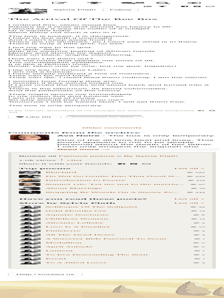 The Arrival of The Bee Box by Sylvia Plath - Famous Poems, Famous Poets ...