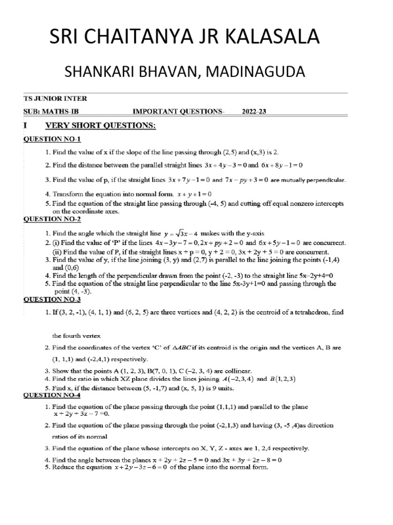Maths 1b Important Questions | PDF