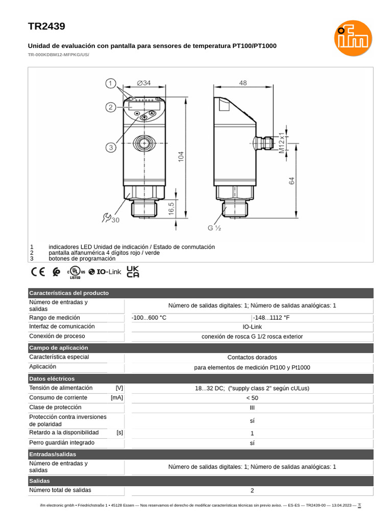 Unidad de Pantalla para Sensores PT100/PT1000 | PDF | Ingenieria ...