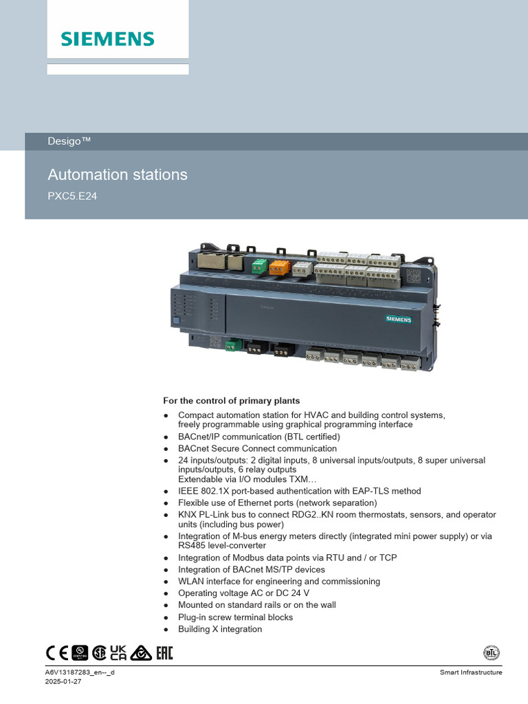 Automation Stations PXC5.E24 | PDF | Power Supply | Alternating Current