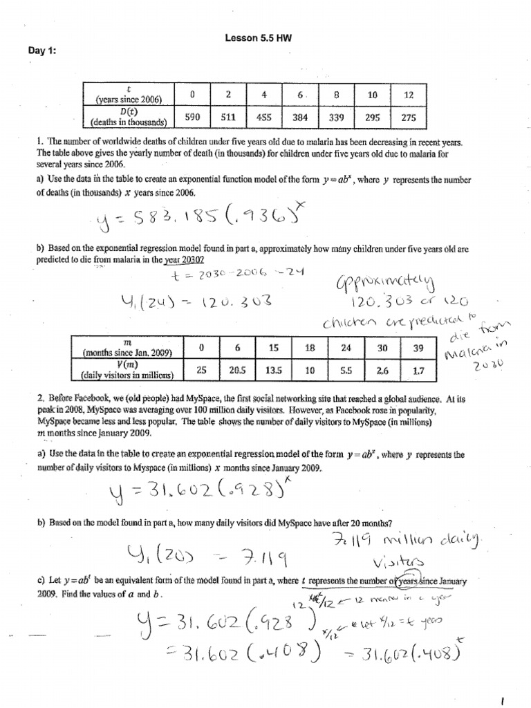 Lesson 5.5 HW Answers | PDF